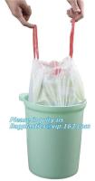 China drawstring trash bags on roll disposable bag in compostable, Eco-friendly Roll Drawstring Compostable Biodegradable Garb for sale