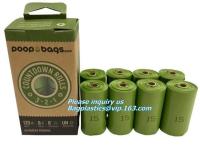China Cornstarch 100% compostable biodegradable dog poop bags, Dispenser with recycle waste bag/compostable dog waste bags for sale