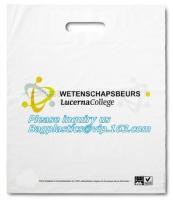 China compost die cut bag PE plastic store handle shopping bag with customed printing, die cut handle plastic bag,plastic die for sale