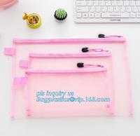China Office Stationery Mesh Bags With Slider Zipper, expanding file/folder/File cover/documents pouch carry bag for sale
