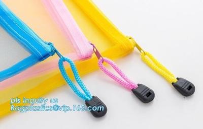 China mesh file bag A4 paper bag dictionery bag for student and office, mesh document bag with zipper for documents and receip for sale