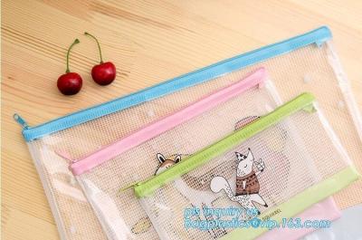 China zipper PVC file bag with ESD anti static function A4, printing pvc document bag/ mesh/ soft bag, high temperature resist for sale