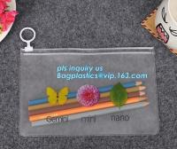 China Transparent Stationery Packaging Bags with Slider, PVC Plastic Zipper Bags For Bra Bikini Packaging, zipper slider closu for sale