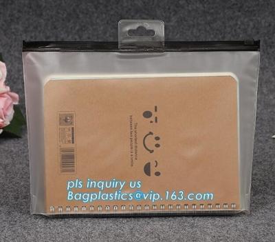 China cosmetic bag promotional printed plastic bag, Clear frosted matte plastic PVC apparel bag with zipper top, zipper top cl for sale