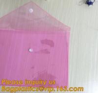China neon button bag, button envelope,A4 Waterproof PVC PP Document Bag,best quality school use pvc document bag for holder for sale