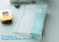 China Eco-friendly Red Clear Slider Zipper PVC Cosmetic Make Up Bikini Bag, pvc zipper lock slider bag for sale