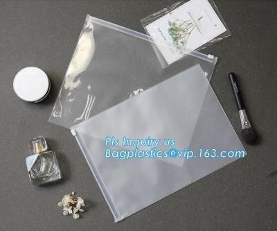 China Logo printed Slider zipper Clear pvc bag for package Vinyl transparent pvc bag cosmetic packing, Zip Lock Slider Travel for sale