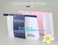 China cosmetic bag promotional slider zipper bag, Slider zipper PVC transparent cosmetic clear messenger bag bikini bag for sale