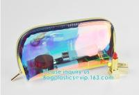 China Holographic Color Bag Neon Bag Clear Pvc Cosmetic Make Up Bag in Rainbow,holographic Zip lockk bagholographic laser handy for sale