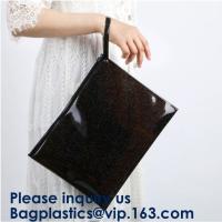 China Transparent Pvc Slider Zipper Bag With Blue Side Gusset,Bottom Gusset Cosmetic Pvc Slider Packaging Bag Bagease Bagplast for sale