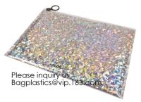 China Printing Zipper Plastic Foil Zip lockk Packaging Hologram Laser Holographic Aluminum Foil Folding Pouch Bags For Jewelry for sale