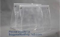 China Zipper Eva Bag Waterproof Pvc Bag Transparentstitching Red Zipper Clear Frosted Plastic EVA Zipper Cosmetic Makeup Bag for sale
