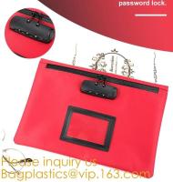 China Leatherette Money Security Deposit Bag With Framed ID Window,Custom zipper file folder bag PU leather pouches deposit ba for sale