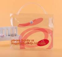 China Promotion clear pvc cosmetic plastic handle bag pvc tote bags, recyclable PVC loop handle plastic bag, gift and shopping for sale