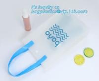 China Waterproof recycled handle shopping square bottom transparent pvc plastic bag, promotion gifts packing plastic handle PV for sale