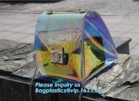 China Women's Holographic Laser PVC Chain Cross Body Bag Clutch Shoulder Bag, Women Waterproof Security Shoulder Clear Tote ba for sale