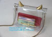 China laser PVC new material printing shoulder tote bag, Girls Shoulder Tote Beach Bag, Ladies Transparent PVC Beach Handbag for sale