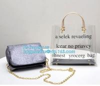 China fasion decorated PVC/PU ladies chain shoulder bag, Shoulder Handbag Clear Tote Bag, Ladies' pvc clear beach bags/ pvc sh for sale