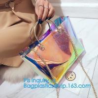 China New Design Elegant Transparent Handbags Shoulder Tote PVC Beach Bags for women, PVC Tote Bag Shoulder Handbag Transparen for sale