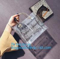 China New Design Elegant Transparent Handbags Shoulder Tote PVC Beach Bags for women, PVC Tote Bag Shoulder Handbag Transparen for sale