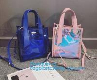 China Jelly color laser shoulder bag pvc leather tote bag, Studded Clear Tote/PVC shoulder bag, Fashion Translucent Hologram K for sale