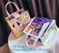 China Jelly color laser shoulder bag pvc leather tote bag, Studded Clear Tote/PVC shoulder bag, Fashion Translucent Hologram K for sale
