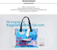 China tote pvc stadium ladies bags handbag, bucket bags pvc transparent bags women handbags, laser shopping beach bag hologram for sale