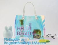 China Women Summer Beach Bag Vinyl PVC Transparent Small Tote Handbags Shopping Shoulder Bags, handle, carry, die cut, packagi for sale