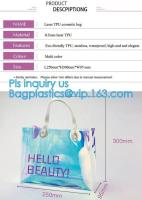 China Women Summer Beach Bag Vinyl PVC Transparent Small Tote Handbags Shopping Shoulder Bags, handle, carry, die cut, packagi for sale