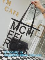 China Makeup Bag with Shoulder Strap Pro Round Bag, rope handle clear Transparent tote bag, stadium clear vinyl pvc zipper bag for sale