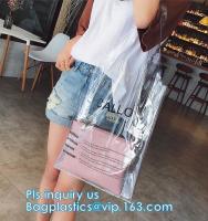 China Custom Transparent Gift Pvc Tote Shopping Bag, reflective pvc shopping women's bag, shinny PVC harrods shopping bag, pac for sale