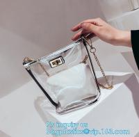 China Transparent conference eco shopping bag, shopping pvc bag with custom print, shopping square bottom portable clear PVC p for sale