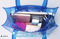China pvc gift bag / transparent shopping bag / wholesale china pvc handbags, PVC coated shopping bag, rope handle clear pvc b for sale