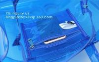 China customized handle clear plastic pvc make up bag, vinyl pvc zipper bags with handles, snap button closure or Zip lockk plas for sale