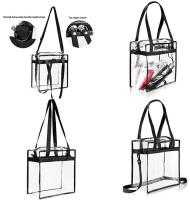 China Eco-Friendly Customized PVC Bag for Shopping, cosmetic packaging handle zipper top pouch printed transparent tote shoppe for sale
