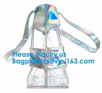 China Holographic Women Fashion Hologram Laser Drawstring Backpack School Sport Gym Tote Bag,Cosmetic Bag Travel Storage Zippe for sale