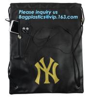 China Custom Name Stamping PU Leather Drawstring Bag With Handle Waterproof Promotional Black Drawstring Bag Promotional Detai for sale