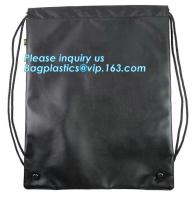 China Custom Name Stamping PU Leather Drawstring Bag With Handle Waterproof Promotional Black Drawstring Bag Promotional Detai for sale