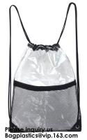 China OEM Design Promotion PVC Drawstring GYM Bag,Clear PVC Drawstring Bag With Gold String Promotional Reflective Plastic PVC for sale