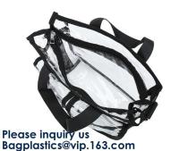 China Clear PVC Makeup Cosmetic Bag With Extra 2 Front Magnet Pockets And Zipper Bag,Cosmetic Portable Toiletry Makeup Bag for sale