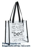 China Clear PVC Tote Bag With Nylon Handles And Fabric Trim,Clear PVC cosmetic zipper bag with white trim, Bagease, Bagplastic for sale