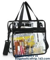China Clear PVC Bag With Zipper Interior Pouch And Detachable Shoulder Strap,Cosmetic Tote Bags With Zipper Closure, bagease for sale
