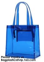 China Beach Bag Clear PVC Bag Tote With Inner Pocket And Zipper Closure,PVC Bag Beach Tote With Black Handles, Bagease for sale