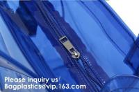 China Beach Bag Clear PVC Bag Tote With Inner Pocket And Zipper Closure,PVC Bag Beach Tote With Black Handles, Bagease for sale