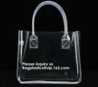 China Thick Clear PVC Handbag With Tube Handles,Cosmetic/ Makeup/ Toiletry Clear PVC Travel Wash Bag with handle, Bagease for sale