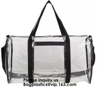 China Clear Duffel Gym Bag Transparent PVC Carry Bag With Shoulder Strap,Cosmetic Carry Bag Magnet Pockets Detachable Shoulder for sale