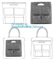 China Handmade Felt Shopping Bag With Handle, Ladies Fashion Felt Tote Bag With PU Handle, OEM Gray 2mm Thick Felt Handle Fash for sale
