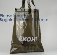 China Personalized Custom Logo Reusable Vinyl Tote Folding Portable Transparent Pvc Shopping Bag,Pvc Shopping Tote Bag Grocery for sale