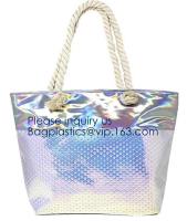 China Waterproof All Over Printing PVC Coating Tote Shoulder Fabric Shopping Bag With Gusset And Lining,Jelly Clear Plastic PV for sale