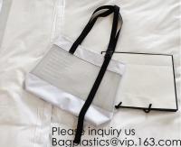 China Transparent PVC Blanket Bag/Plastic Shopping Bag/Packaging Bag With Black Woven Trim And Webbing Handle, bagease, packag for sale